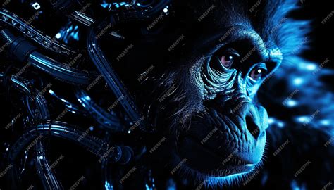 Premium Ai Image Techno Monkey Coding Chain