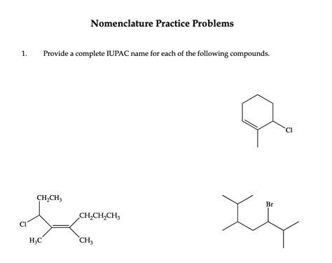 Solved Nomenclature Practice Problemsprovide A Complete