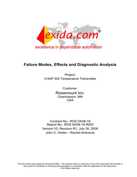 Failure Modes Effects And Diagnostic Analysis