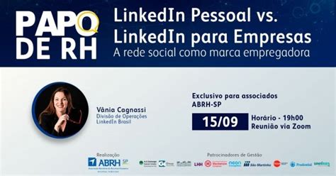 Papo De Rh Linkedin Pessoal X Linkedin Para Empresas Online Sympla
