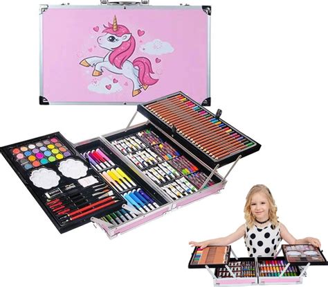 Набор художественный для творчества рисования в алюминиевом чемодане Единорог 145 предметов