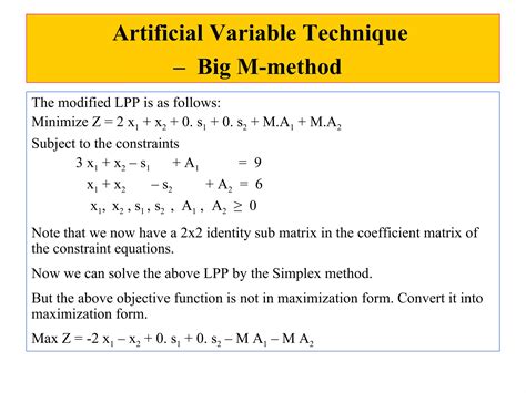 artificial variable technique ppt computer software and