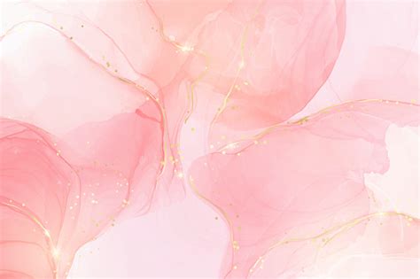 골든 닷이 있는 로즈 핑크 액체 수채화 배경 먼지가 홍당무 대리석 알코올 잉크 그리기 효과 웨딩 초대 메뉴 Rsvp에 대한 벡터 일러스트 디자인 템플릿 대리석 효과에 대한