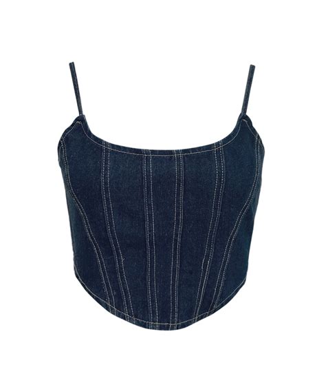 코지앤키치 데님 스티치 크롭 나시