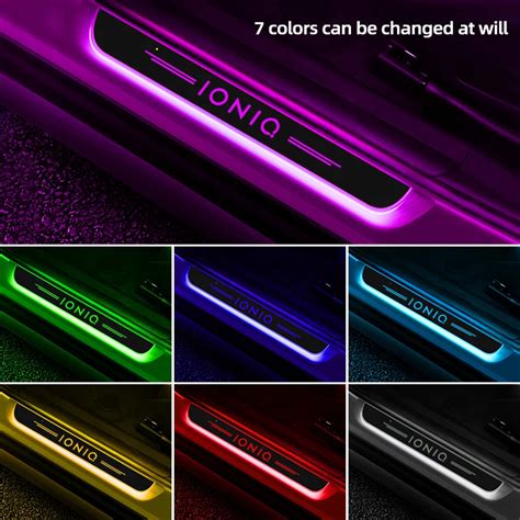 자동차 아크릴 Led 웰컴 페달 플레이트 도어 씰 통로 조명 현대 투싼 코나 크레타 에쿠스 I10 I20 I40 Ioniq Ix25 산타페 Aliexpress