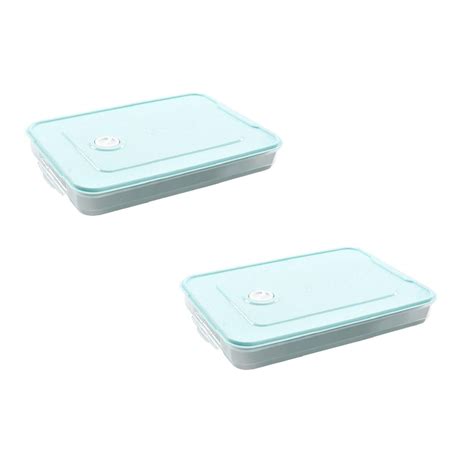 Pdqouc 2pcs Single Layer Refrigerator Food Dumplings Storage Container Plastic Food Storage