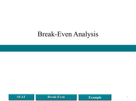 Break Even Analysis SEAT Example