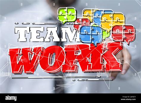 A 3d Text Of Unity Team Group On The Screen With Blurred Businessman