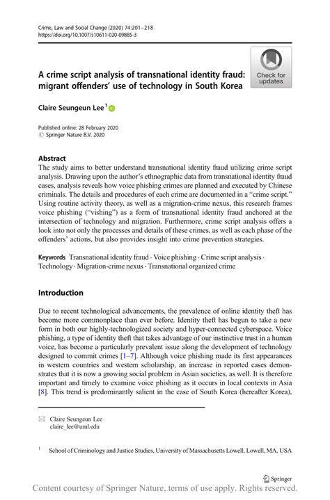 A Crime Script Analysis Of Transnational Identity Fraud Migrant