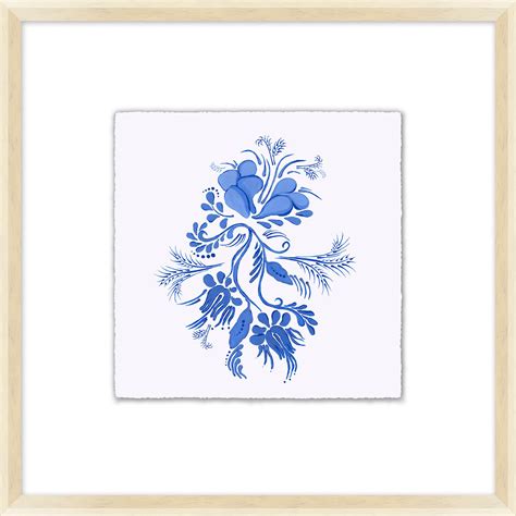 Wendover Art Group Blue Fleur 3 By Nathan Turner Single Picture Frame