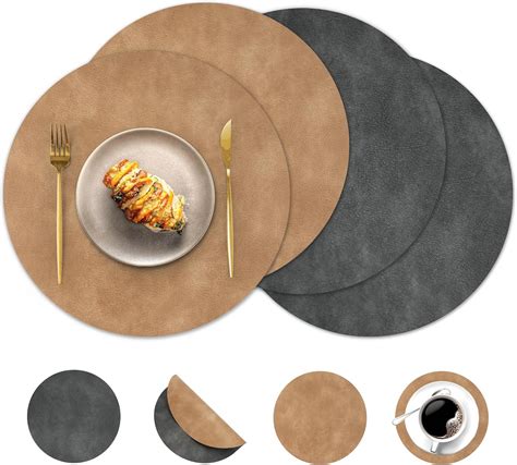 Pixieora Round Placemats And Coasters Set Of 4 Washable