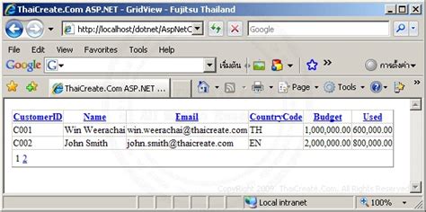 c asp csv and gridview