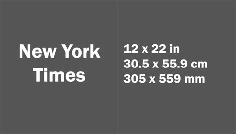 New York Times Paper Size Dimensions Newspaper Paper Sizes
