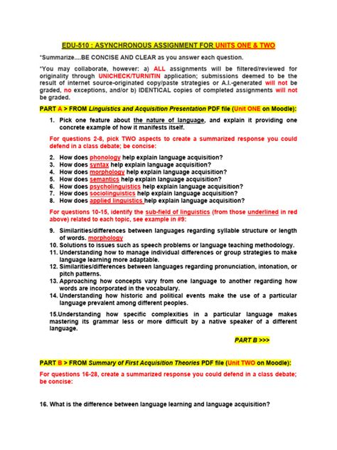 Asynchronous Linguistics Assignment Guide Pdf Language Acquisition