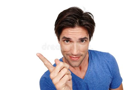 Man Pointing For Advertising And Mockup In Portrait Information Or Announcement With News On