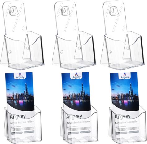 Acrylic Brochure Holder 6 Pack Plastic Trifold 4 Inches Wide Pamphlet
