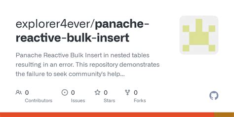 Github Explorer4everpanache Reactive Bulk Insert Panache Reactive Bulk Insert In Nested
