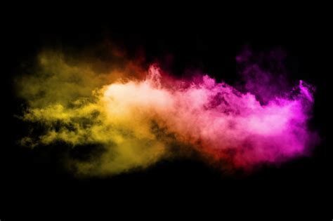 연기의 움직임 빨간색과 파란색 녹색 연기가 검은색 배경에 소용돌이치고 검은색 배경에 연기가 난다 0명에 대한 스톡 사진 및 기타 이미지 Istock