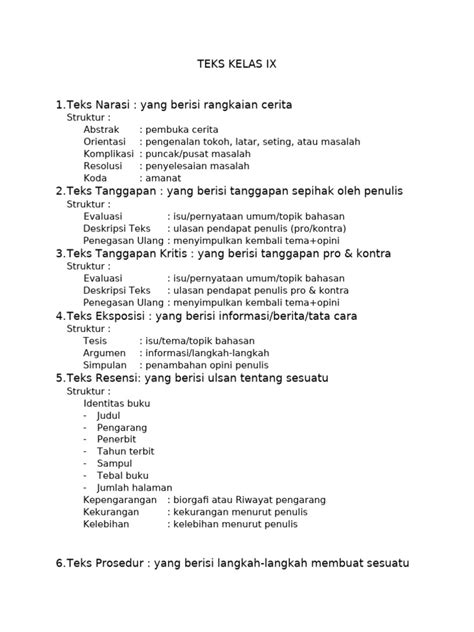 Struktur Berbagai Jenis Teks Kelas Ix Pdf