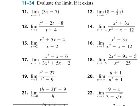 Solved 11 34 Evaluate The Limit If It Exists 11 Lim