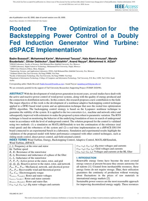 Pdf Rooted Tree Optimization For The Backstepping Power Control Of A Doubly Fed Induction