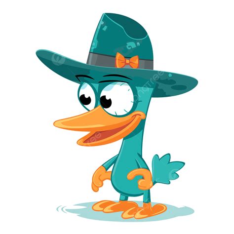 بيري البطة المشاكسة يرتدي قبعة حمراء كرتون المتجه بيري خلد الماء