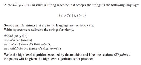 solved 2 60 20 points construct a turing machine that