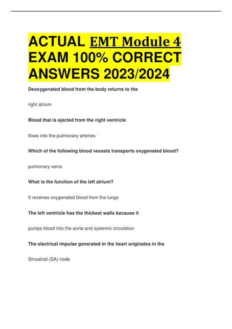 ACTUAL EMT Module EXAM CORRECT ANSWERS EMT Module Stuvia US