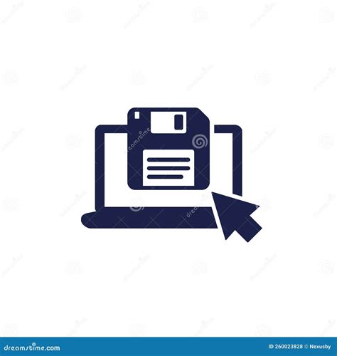 Backup Floppy Disk Icon With A Laptop Stock Vector Illustration Of Move Cursor