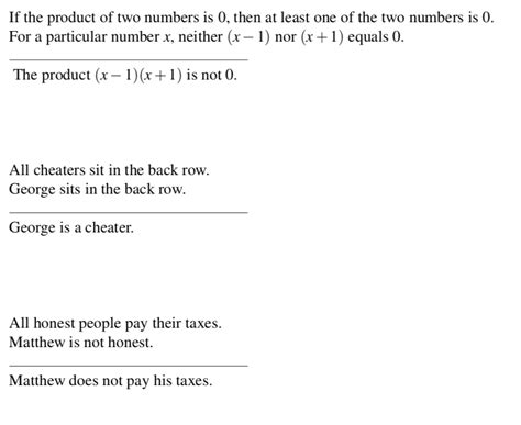 solved for each of the following arguments state whether it