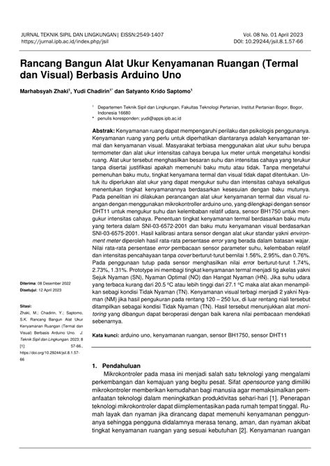 Pdf Rancang Bangun Alat Ukur Kenyamanan Ruangan Termal Dan Visual Berbasis Arduino Uno