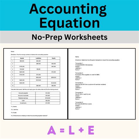 Accounting Equation Worksheets No Prep Accounting Activities Worksheets Library