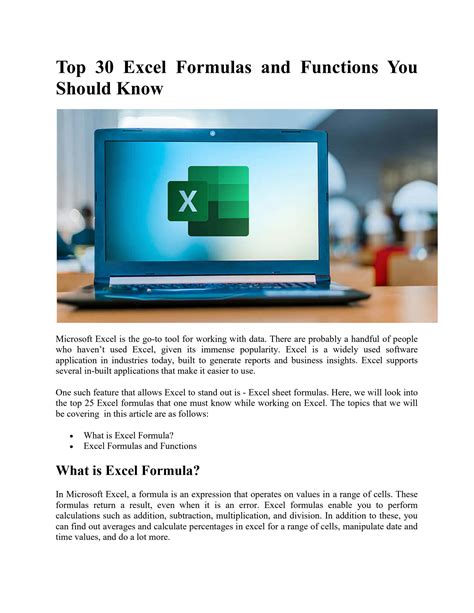 Solution Top 30 Excel Formulas Function Studypool