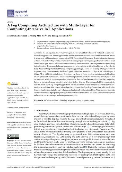 Pdf A Fog Computing Architecture With Multi Layer For Computing Intensive Iot Applications