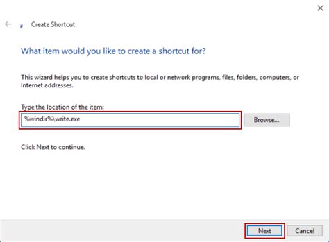 Create Wordpad Shortcut In Windows 10
