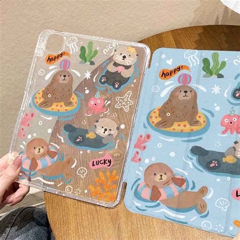 Ipad Air 5 เคส Ipad กันตก ลายการ์ตูนสิงโต เสือ พร้อมช่องใส่ปากกา