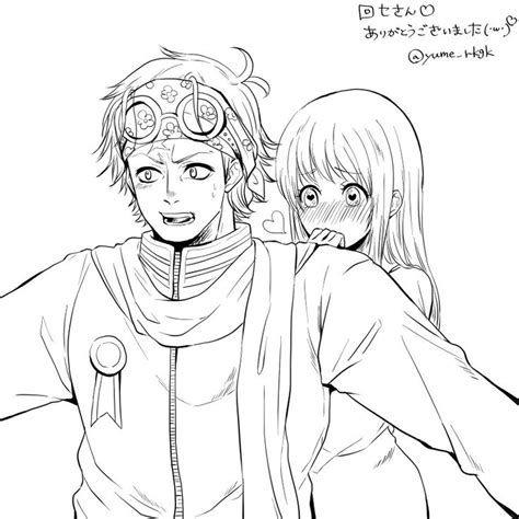 Two Anime Characters Are Standing Next To Each Other