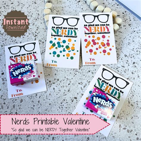 Nerds Non Editable Printable Valentines So Glad We Can Be Nerdy