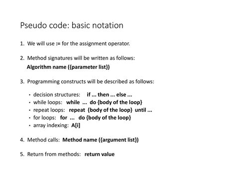 Describing Algorithms In Pseudo Code Ppt Download