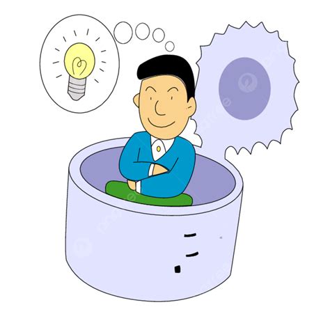 남자 다리를 꼬고 생각 전구 영감 상상력 큰 통 상상력 창의성 Png 일러스트 및 벡터 에 대한 무료 다운로드 Pngtree