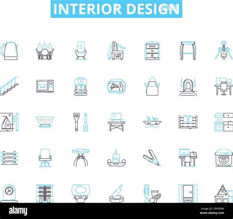 Interior Design Linear Icons Set Aesthetics Architecture Color Comfort Contrast Creativity