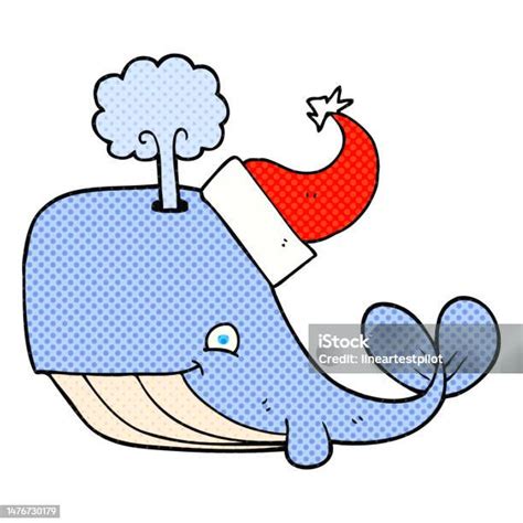 크리스마스 모자를 쓰고 자유형 그려진 만화 고래 고래에 대한 스톡 벡터 아트 및 기타 이미지 고래 귀여운 기이함 Istock