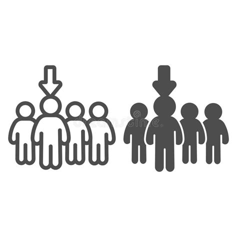 Teamwork With Leader Man Line And Solid Icon Design Recruitment Concept Vector Graphics Stock