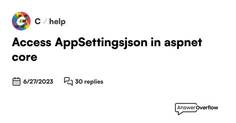 Access Appsettingsjson In Core C