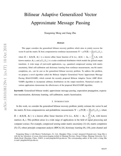 Bilinear Adaptive Generalized Vector Approximate Message Passing Deepai