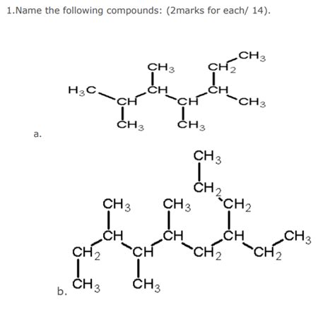 Solved 1 Name The Following Compounds 2marks For Each Chegg