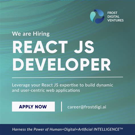 Frost Digital Ventures On Linkedin Join Our Team React Js Developer
