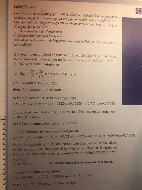 Svängningar Och Miniräknare Fysikfysik 2 Pluggakuten