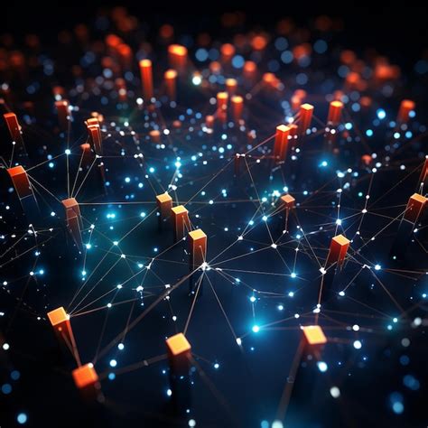 Abstract 3d Rendering Of A Glowing Network Of Interconnected Nodes And Lines Of Glowing
