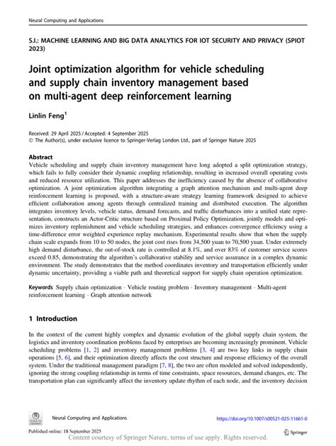 Joint Optimization Algorithm For Vehicle Scheduling And Supply Chain